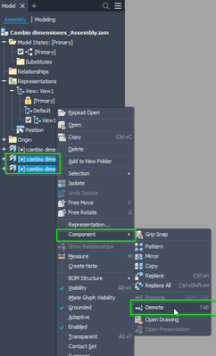 how to demote parts and and replace all the same components like sub-assembly created in ...