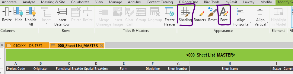 Changing the Default Shading & Font Colour for Schedules - Autodesk Community