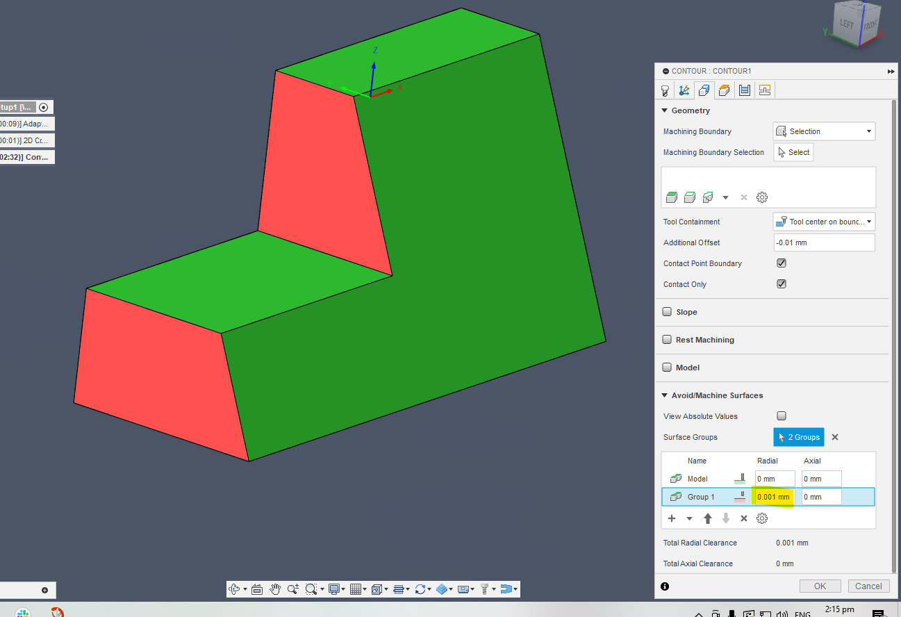 An avoid surface group adjacent to a machine surface group leaves ...