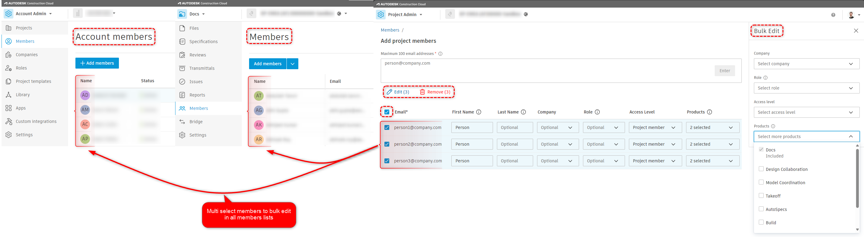Bulk edit Account and Project Members details - Autodesk Community