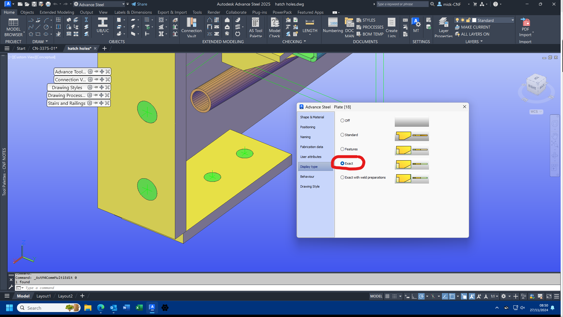 Remove green hatch in holes 3D model - Autodesk Community