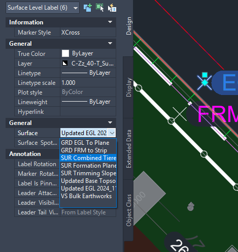 Create elevation label that included the surface name of the level you would like the label to ...
