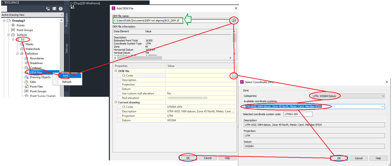 Solved: DEM Not Aligning Correctly in Civil 3D Despite Matching ...
