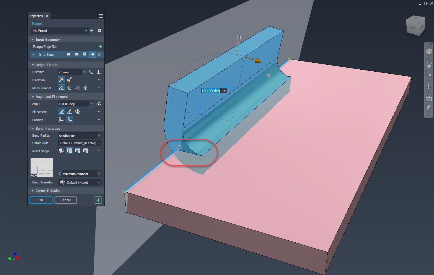 Angle bend from adjacent face results in a relief - Autodesk Community