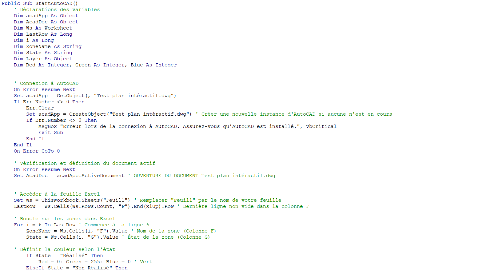 Résolu : Script VBA sur excel à appliquer sur AUTOCAD - Besoin d'aide - Autodesk Community