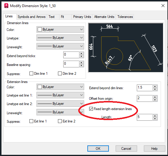 The extension lines not showing on dimension - Autodesk Community