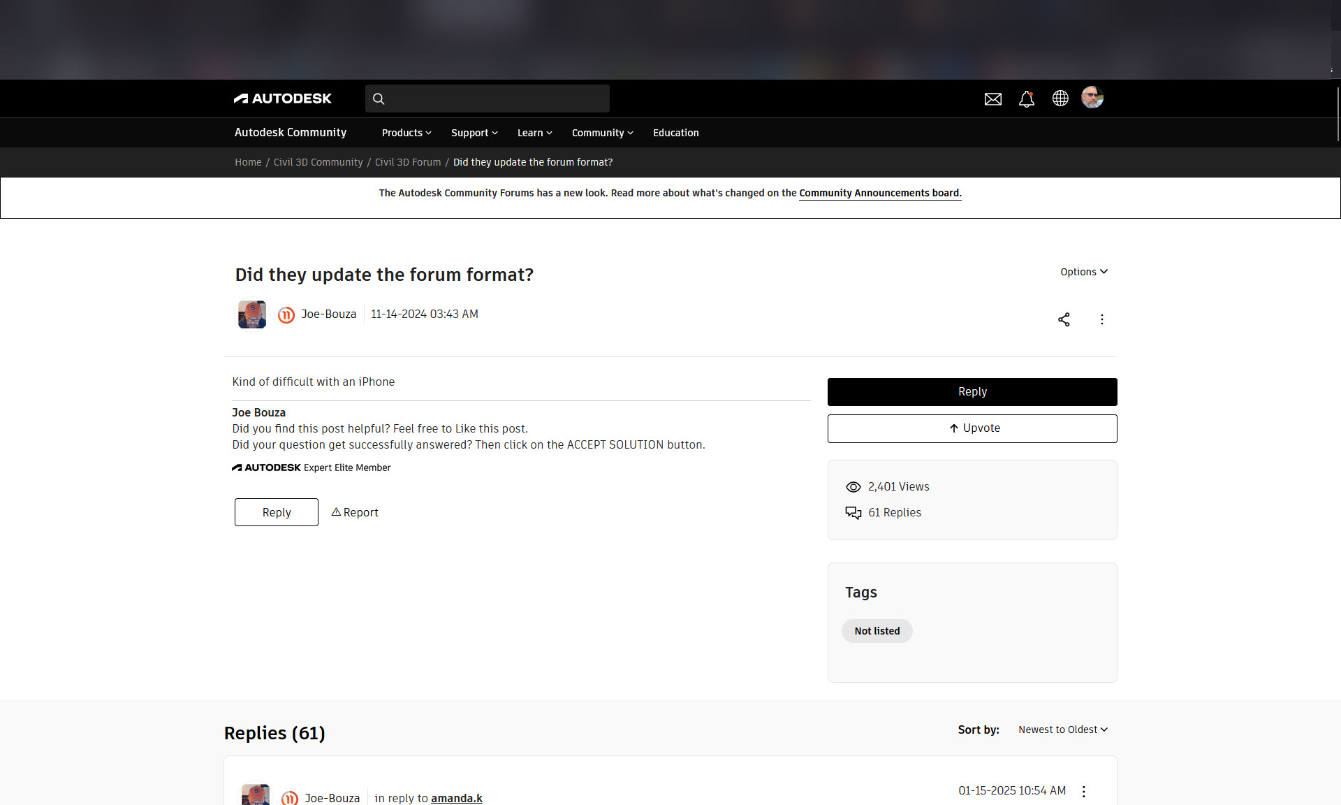 Did they update the forum format? - Autodesk Community