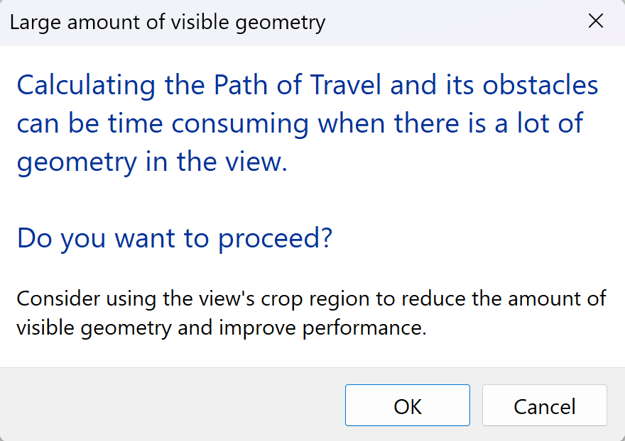 Solved: Path of travel not working (large amount of visble geometry, no ...