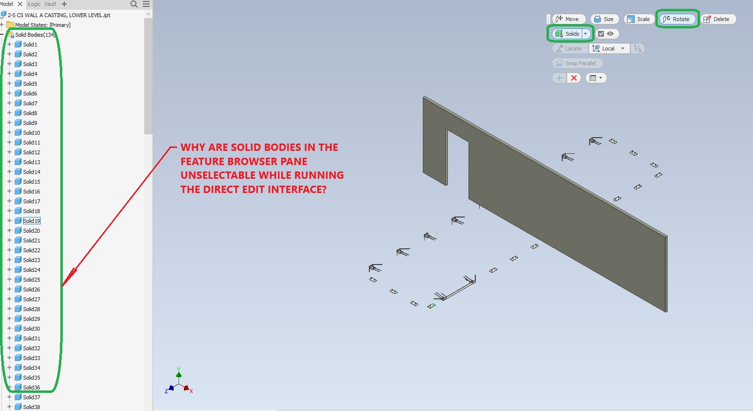 Allow Selection of Solid Bodies in the Feature Browser Pane While Running the Direct Edit ...