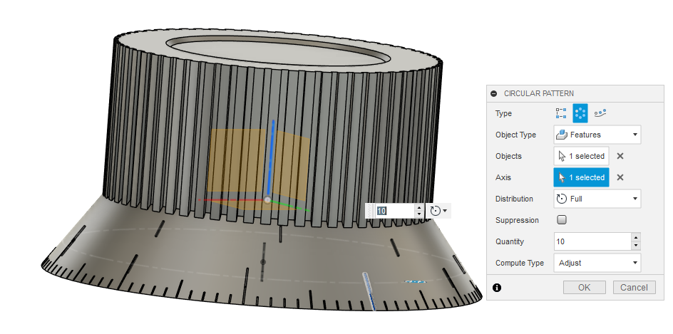 How to extrude/emboss circular pattern/text on Cone shape? - Autodesk ...