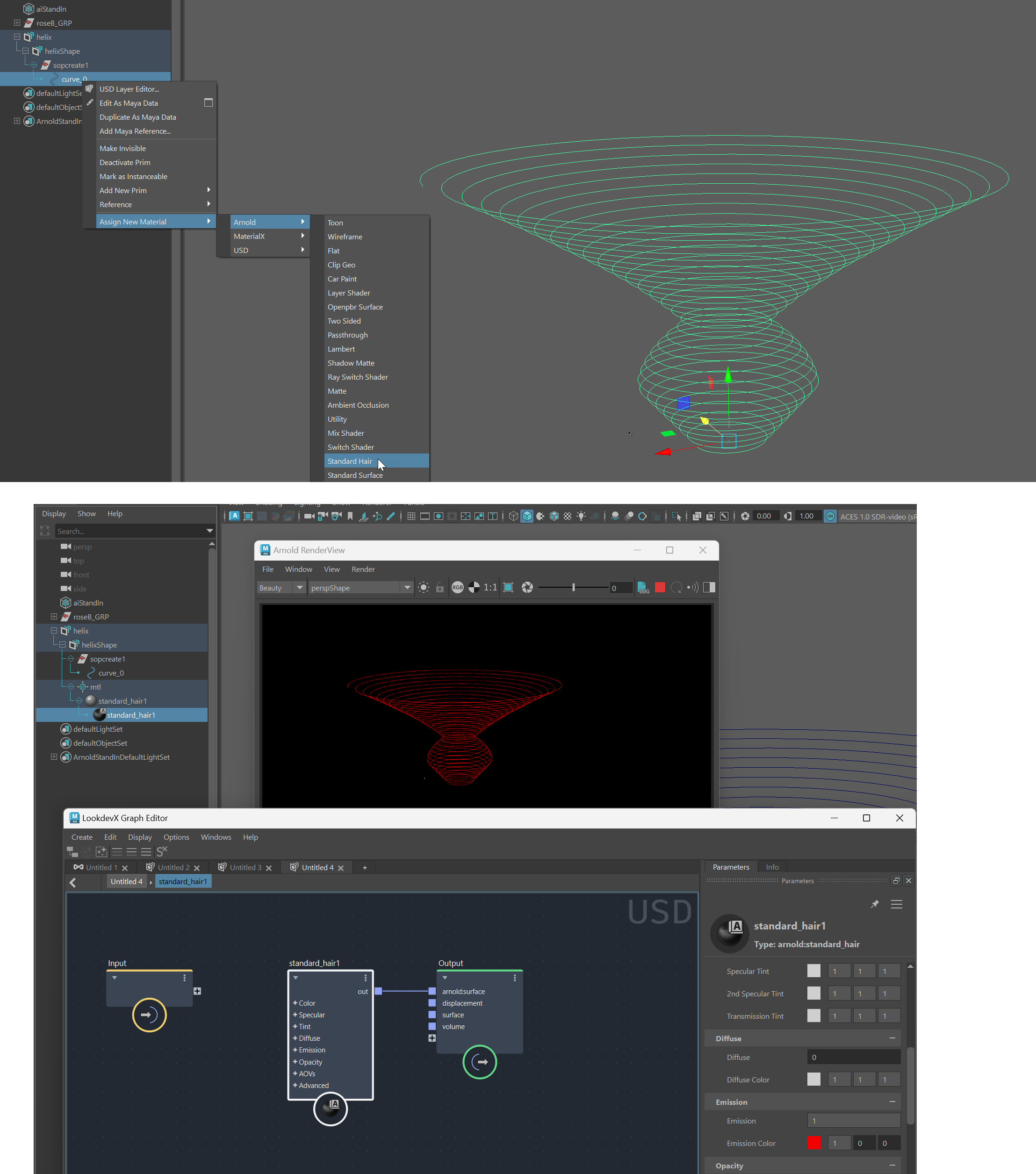 Testing LookdevX on trial license - unable to use Arnold Standard Hair ...