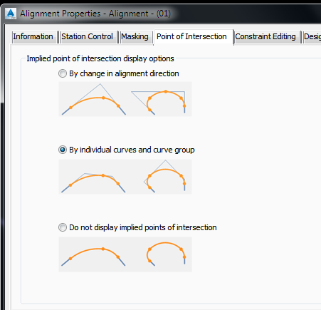 Solved: creating an alignment from polyline issue does not show pi or tangent extensions ...