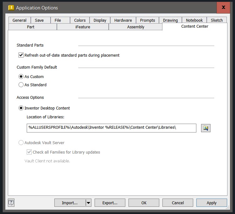 Solved: Content Center issue, Inventor 2026 - Autodesk Community