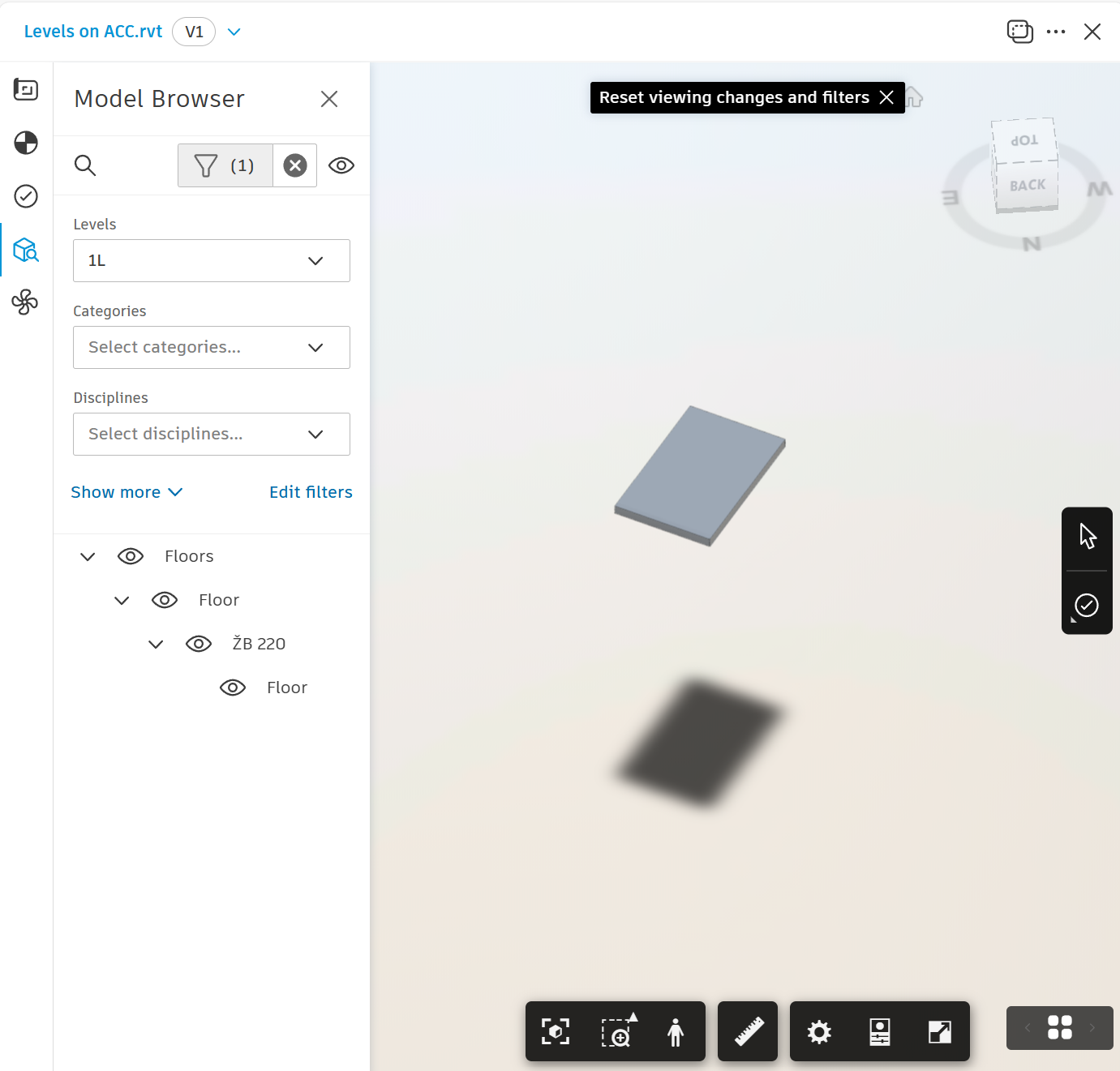 ACC / Docs / Model Viewer - The level selected in Levels Tab displays a range across multiple ...