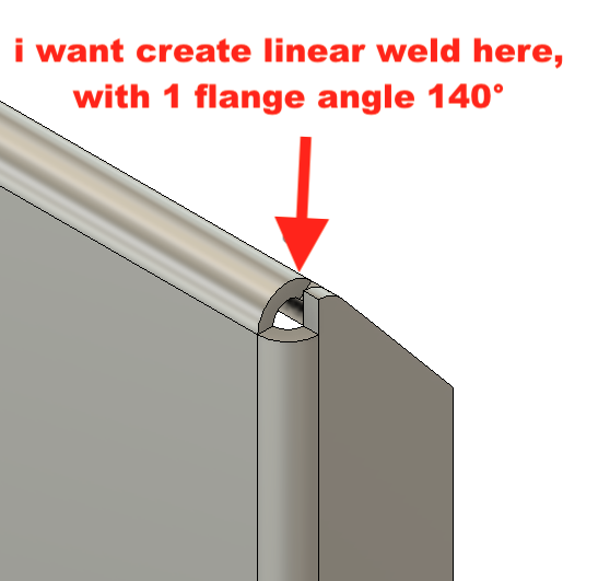 Solved: Sheet metal corners Linear weld - special flange with angle 140 ...