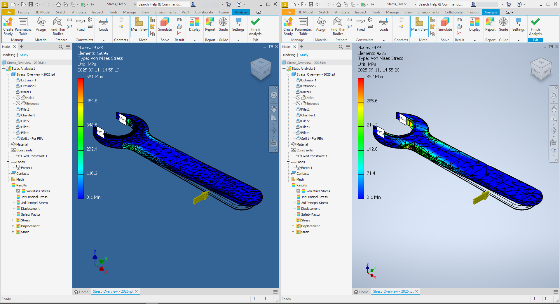 Inventor 2026 - FEA - Mesh Node Qty - Results Issue - Autodesk Community