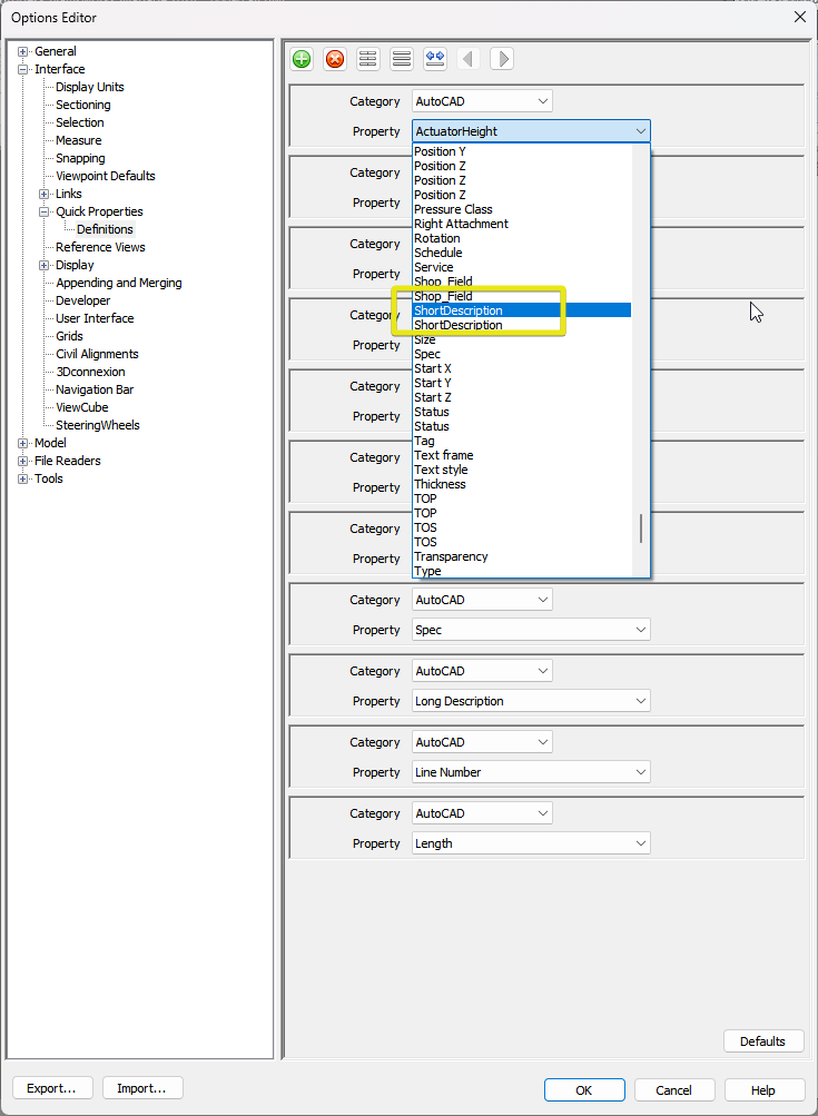Navisworks quick property definition shows same property two times ...