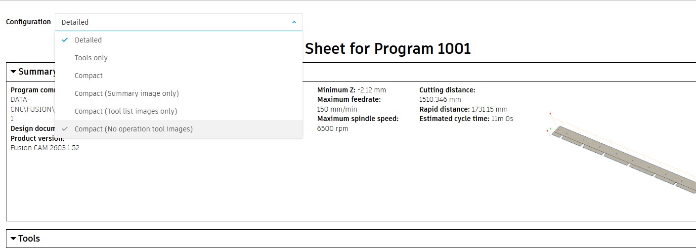 Custom Setup Sheet configuration doesn't show in fusion team hub ...