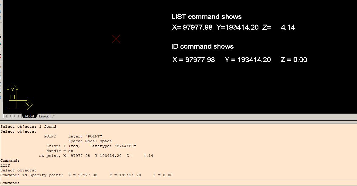 Solved: Why LIST and ID command shows different Z of a same point ...