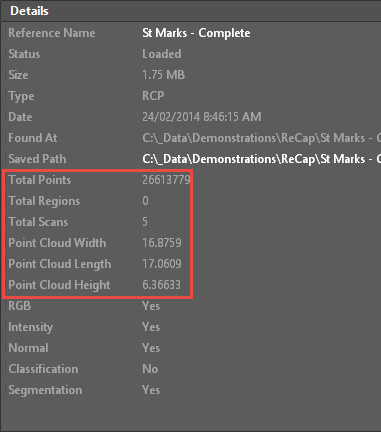 Point Cloud Properties for RCP files in AutoCAD and verticals ...