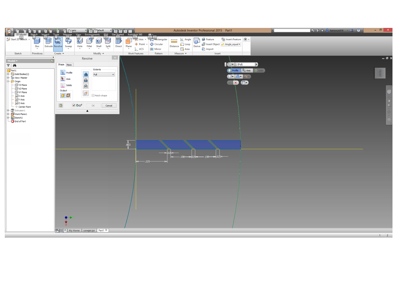 revolve feature failed - axis of revolution crosses profile - Autodesk ...