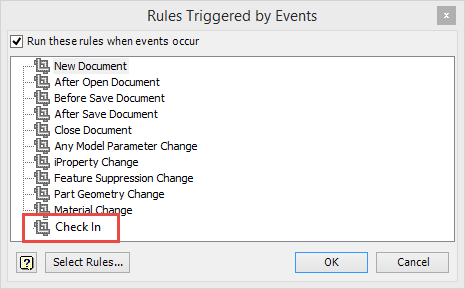 Check in as an event trigger for iLogic rules - Autodesk Community