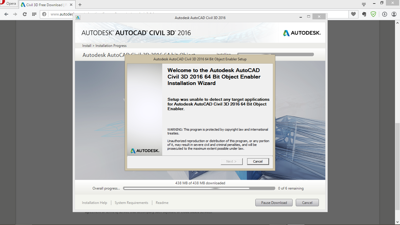 Unable to detect any target applications for Autodesk Object Enabler ...