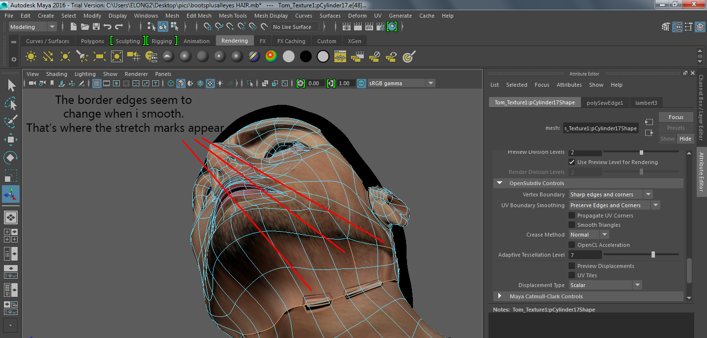 UV texture stretch marks - Autodesk Community