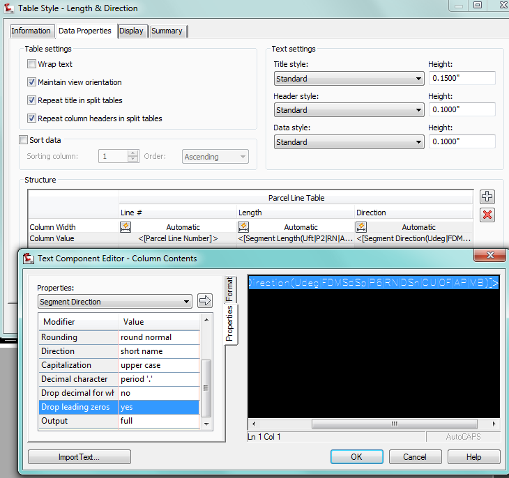 HOW CAN I ADD THE LEADING ZERO TO A LINE & CURVE TABLE? - Autodesk ...