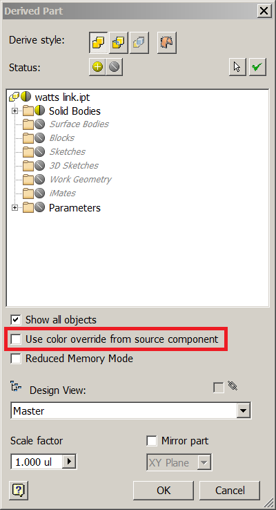 Solved: Derived part material problems - Autodesk Community