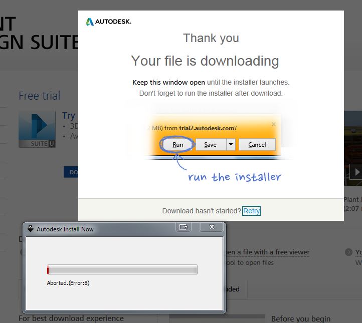Solved: Plant design suite free trial download failure, error 8 ...