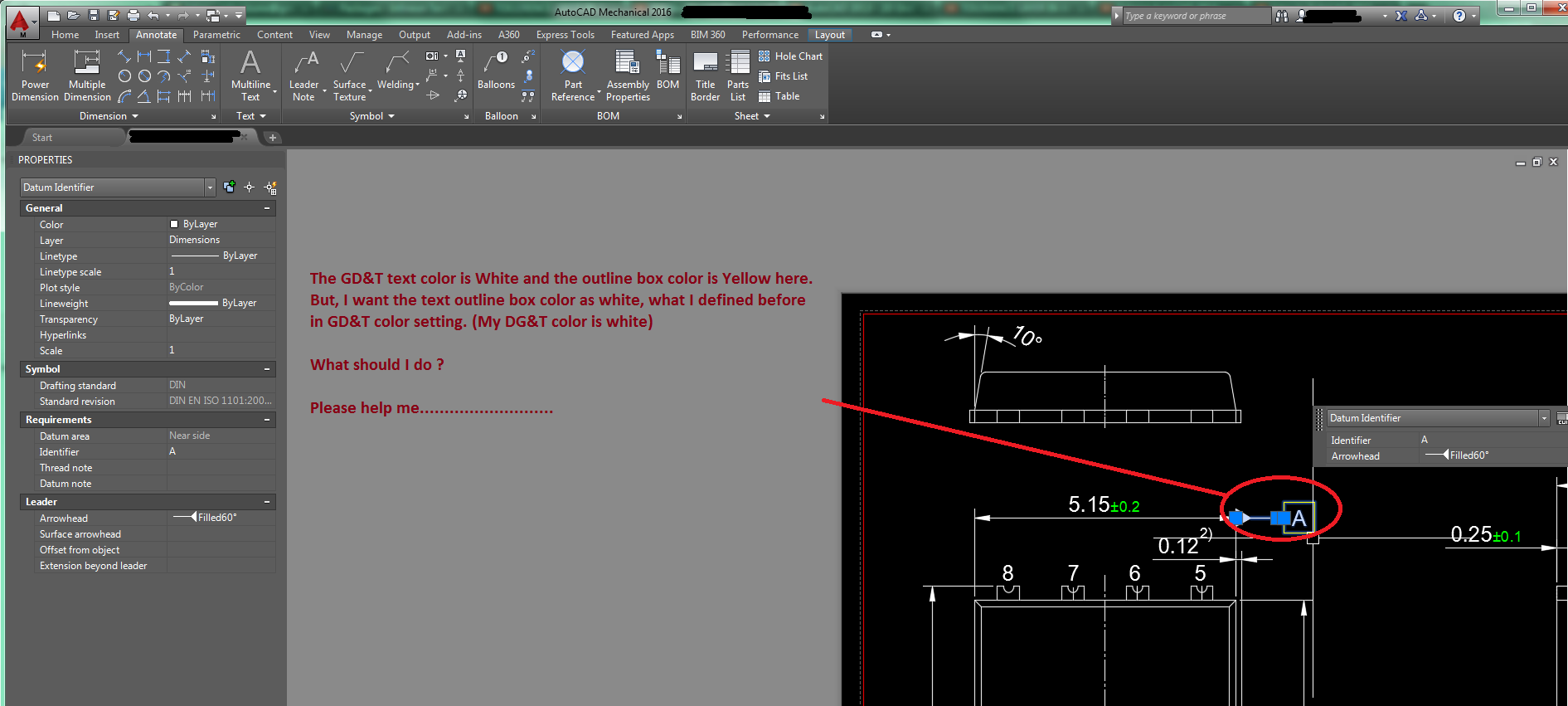 Solved: How to change the tolerance and GD&T text color in Autodesk AutoCAD(Mechanical ...