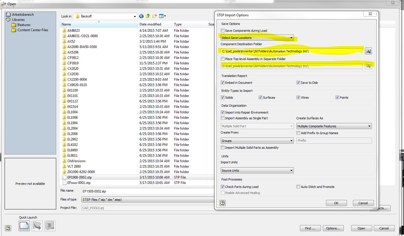 Import Step Assemblies to Workspace Folder, not Imported Components ...