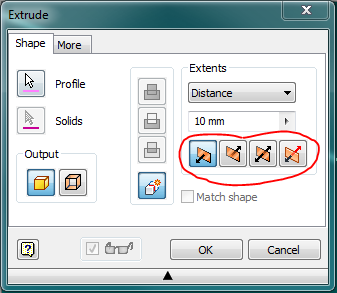 Different icons for extrusion direction - Autodesk Community