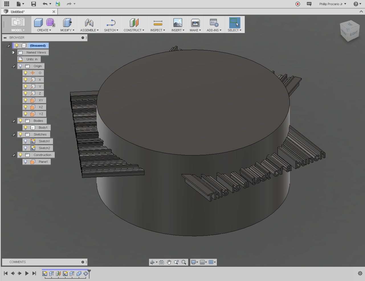 Solved: Combine extruded Text bodies into one body not working - Autodesk Community