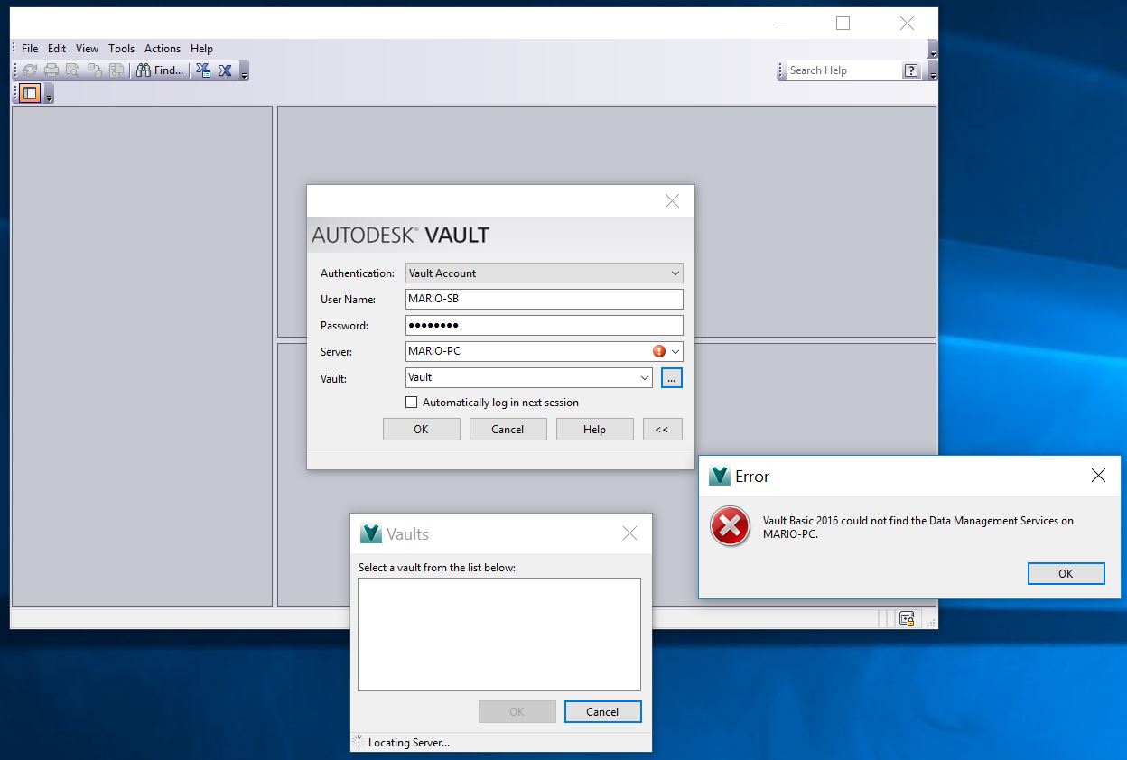 Solved: Vault Basic 2016 could not find the Data Mangement Services on - Autodesk Community