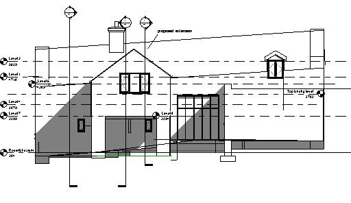 Solved: Roof eaves and ridge at an angle following the ground contour ...