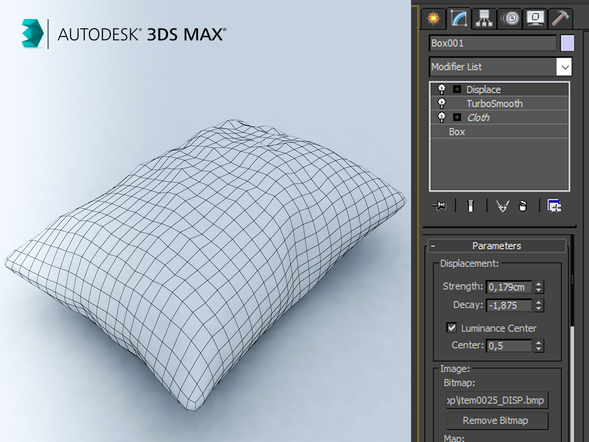 3ds Max 2016 - Make a Pillow with Cloth Simulation and Displace ...