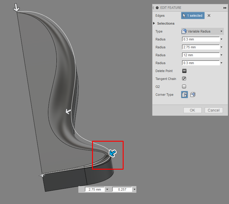 Problems creating fillet with variable radius - Autodesk Community