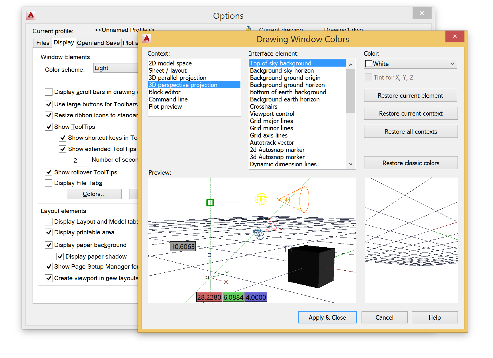 changing drawing window colours - Autodesk Community