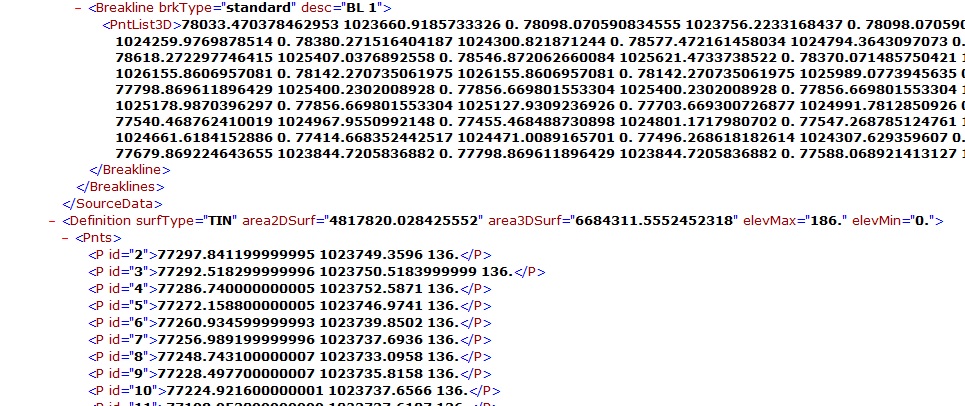 Different LandXML format outputs - Multiline and Single line ...