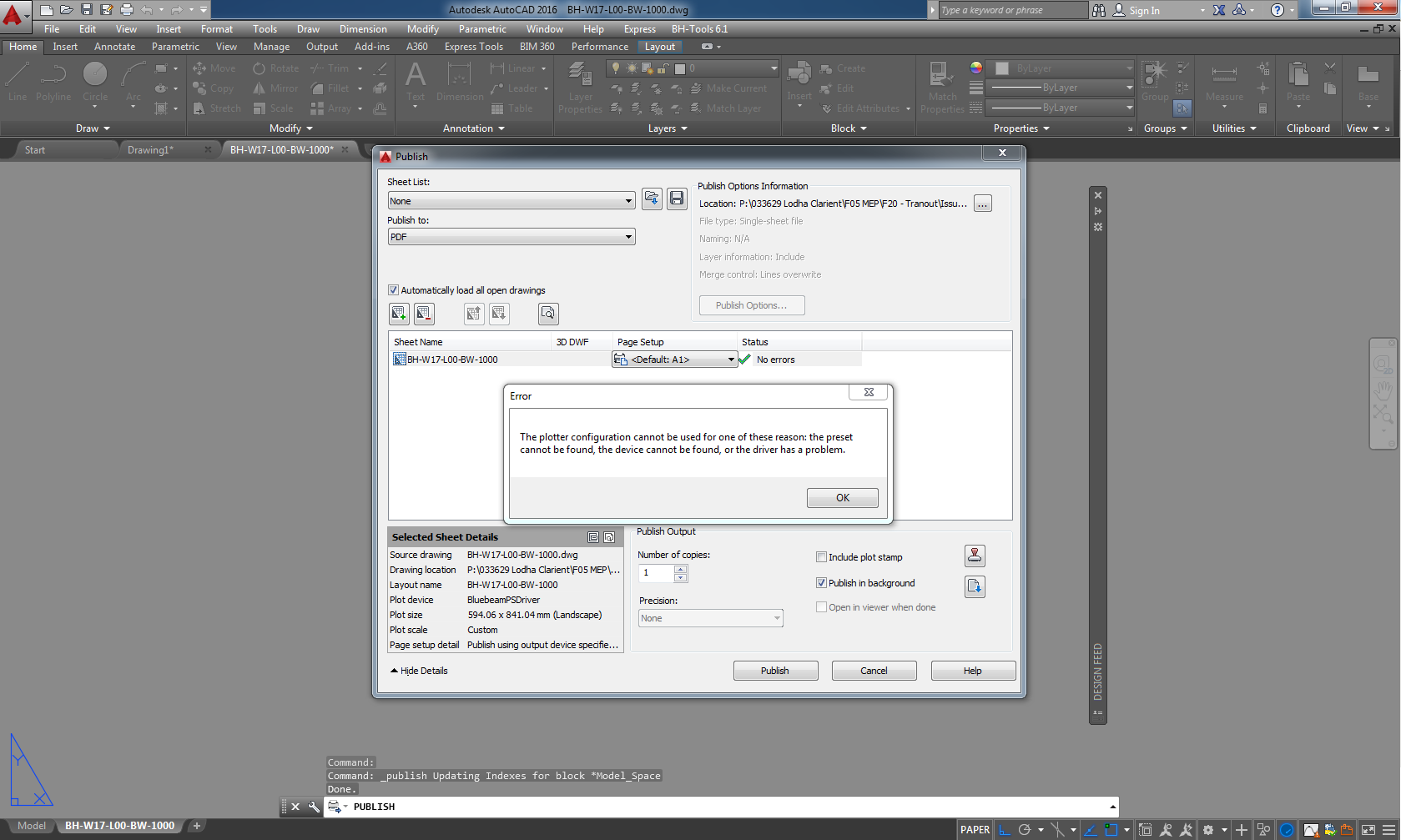 Solved: AutoCAD 2016 Publish Setting Error - Autodesk Community