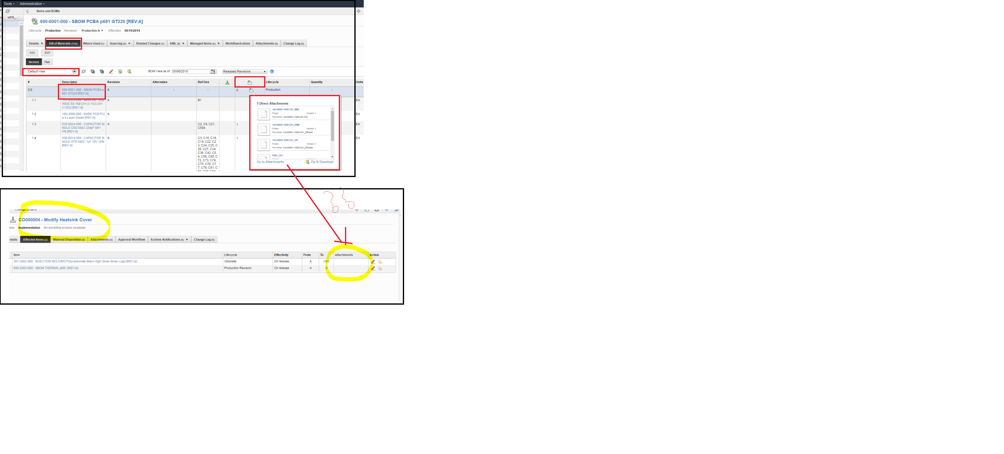 how attachments in Managed Items tab for a part in Change order - Autodesk Community