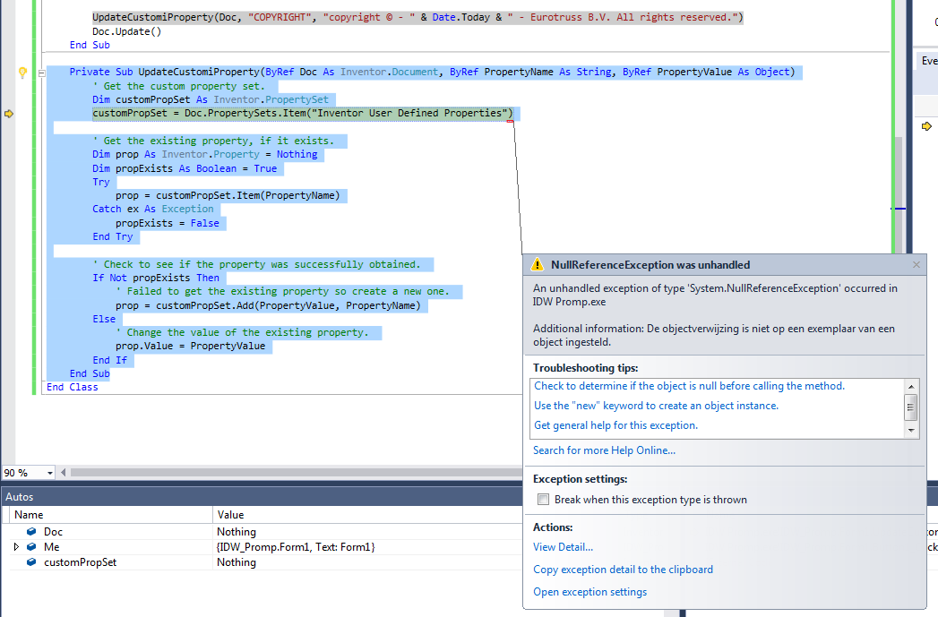 Adding custom iProperties to idw ussing the vb.net Inventor API (Code included) - Autodesk Community