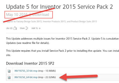 Solved: Inventor Professional 2015 Service Pack 2 -64Bit Update 4 - Autodesk Community
