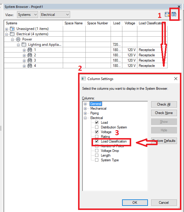 Electrical Load Classification not appearing in System Browser - Autodesk Community