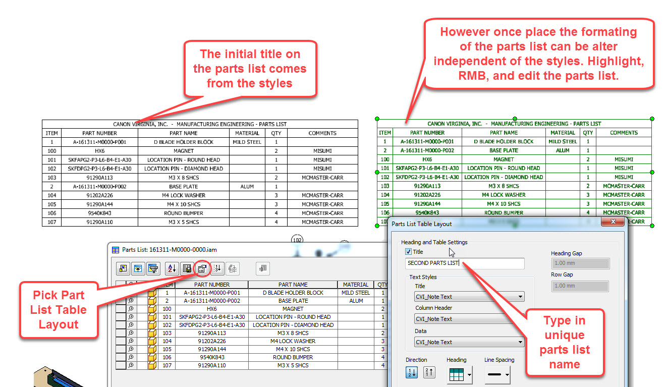 Solved: Multiple PartsLists with Unique Titles in one Drawing ...