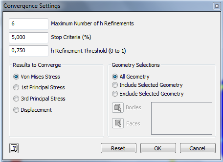 Convergence Settings - Max # of H refinements? - Autodesk Community