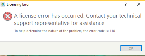 Licensing error [code:110] - Autodesk Community