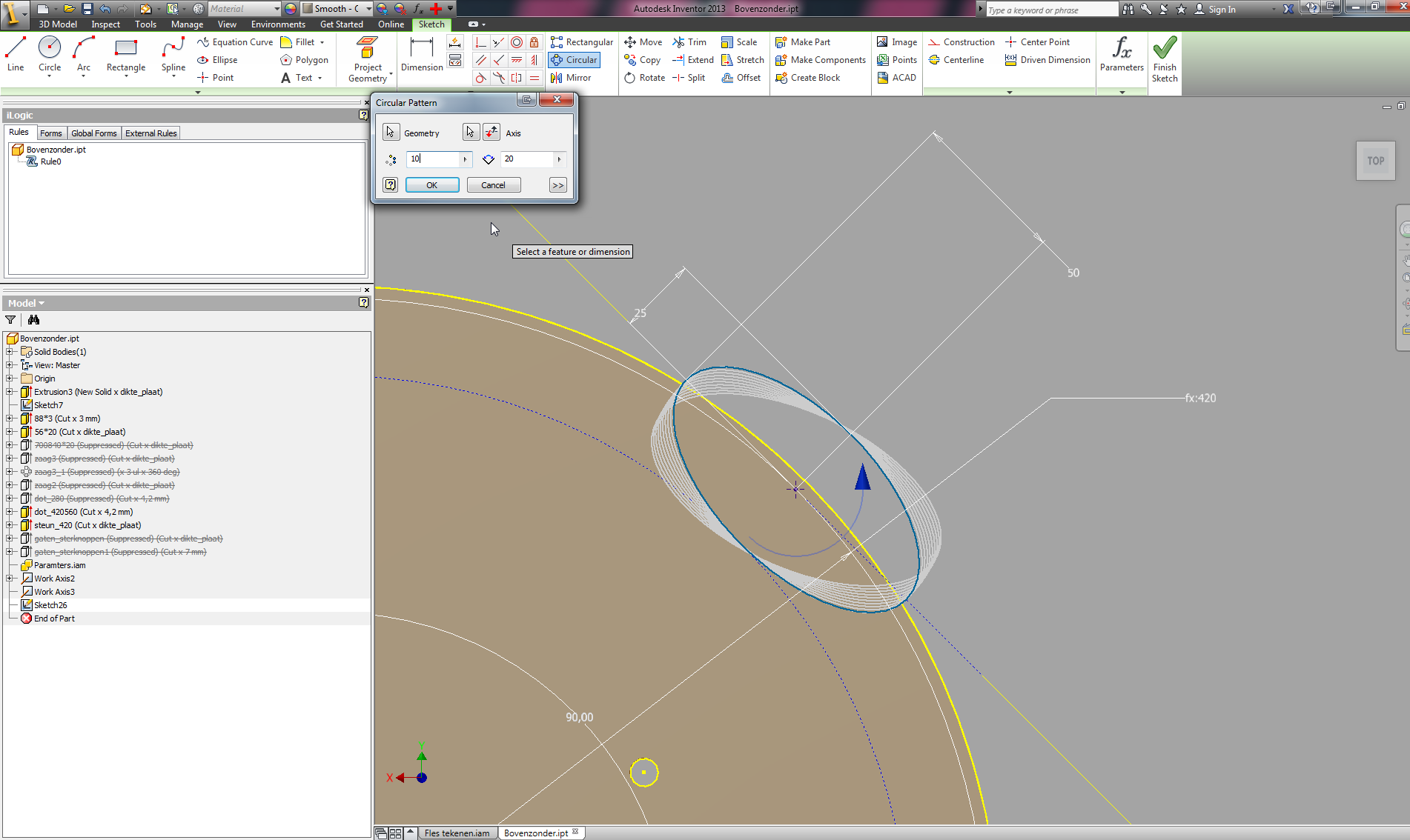 Solved: Circular pattern ellipse own midpoint not possible? - Autodesk Community